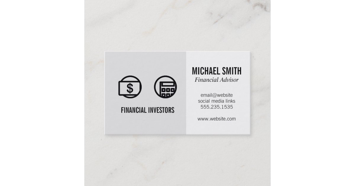 Financial Advisor | Investments | Business Card | Zazzle