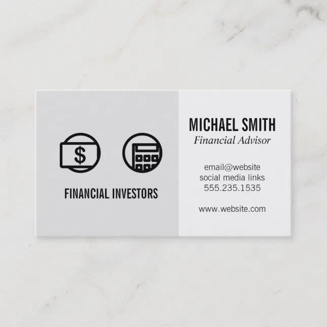 Financial Advisor | Investments | Business Card | Zazzle