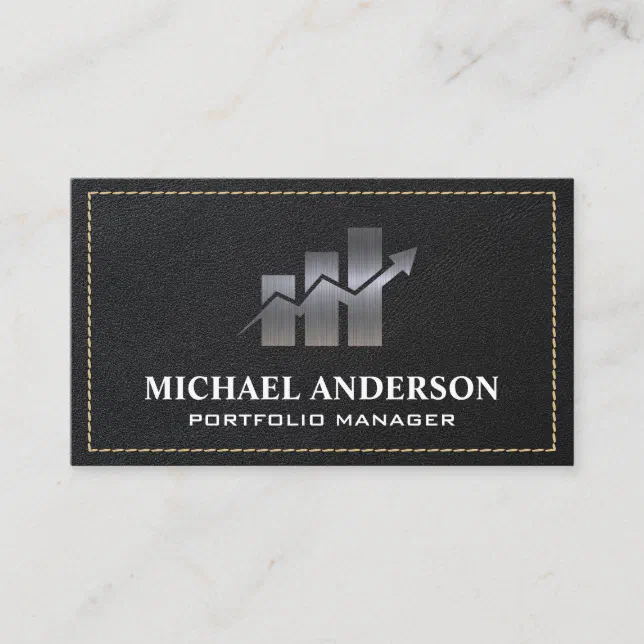 Financial Advisor | Leather Stitched Business Card | Zazzle