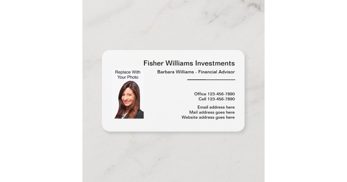 Financial Advisor Photo Business Cards Template | Zazzle