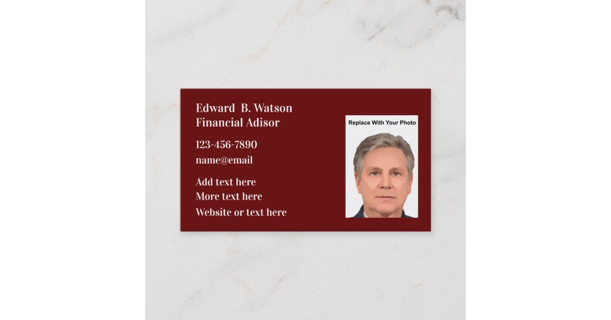 Financial Advisor Photo Template Business Cards | Zazzle