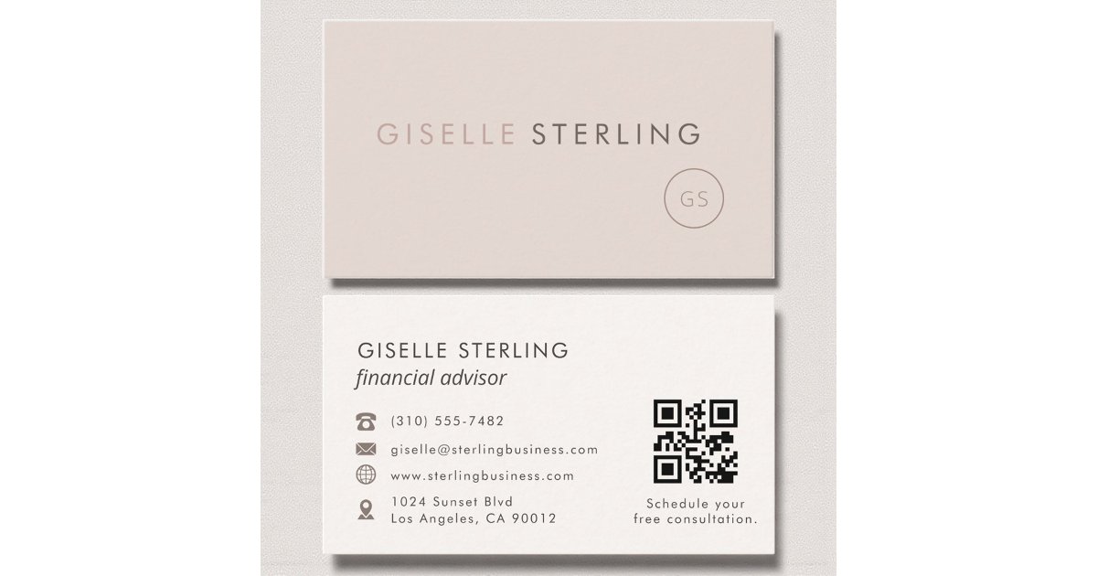 Financial Advisor QR Code Blush Pink Luxury Business Card | Zazzle