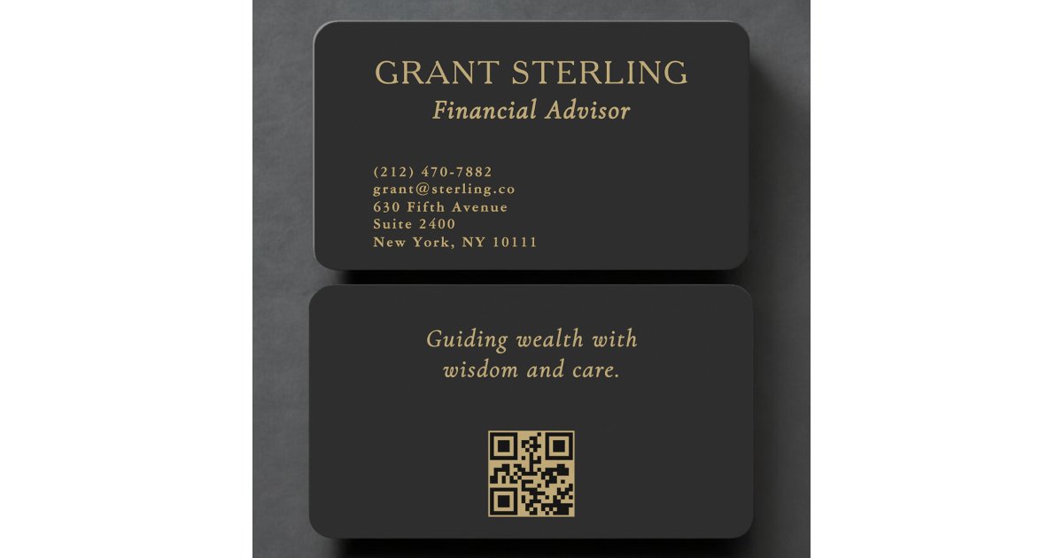 Financial Advisor QR Code Professional Business Card | Zazzle