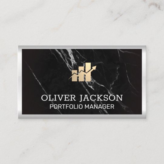 Financial Bar Chart | Marble Metal Border Business Card | Zazzle.com