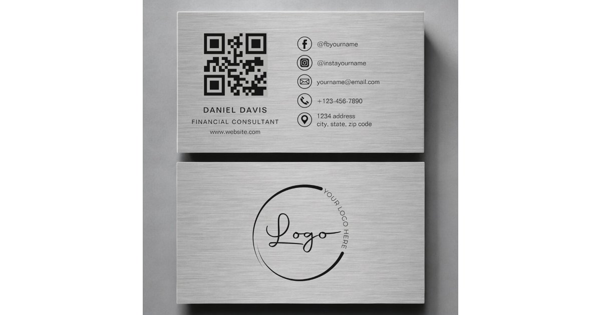 Financial Consultant Metal QR Code Business Card | Zazzle
