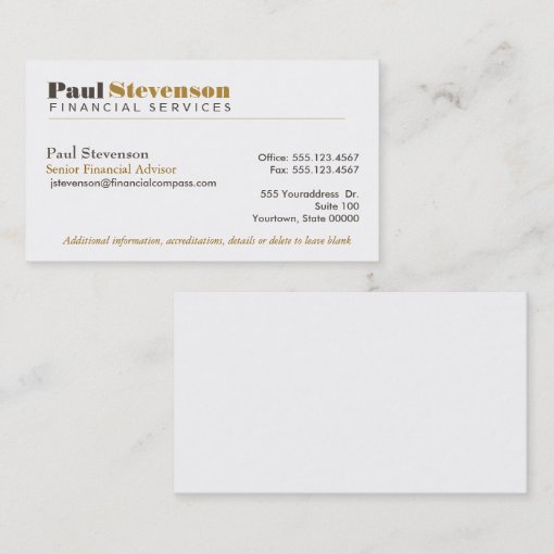 Financial Planner Business Card | Zazzle