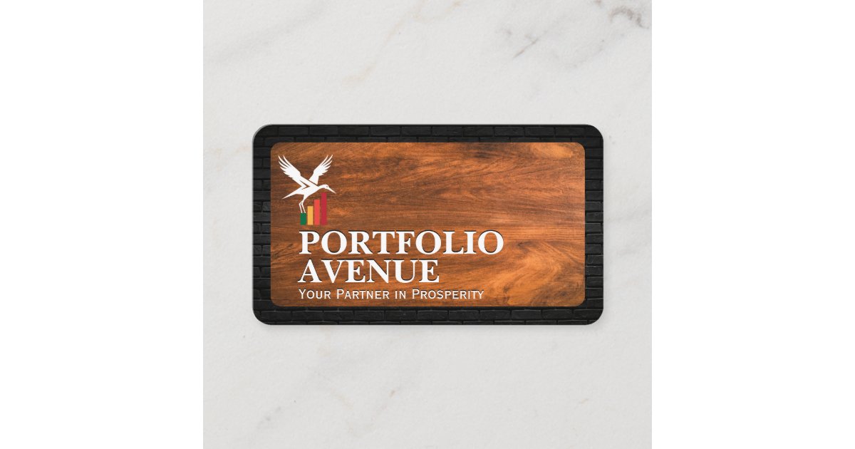 Financial Stork Graph Logo | Wood and Brick Business Card | Zazzle