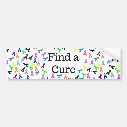 Find A Cure Cancer Ribbon Bumper Sticker | Zazzle.com