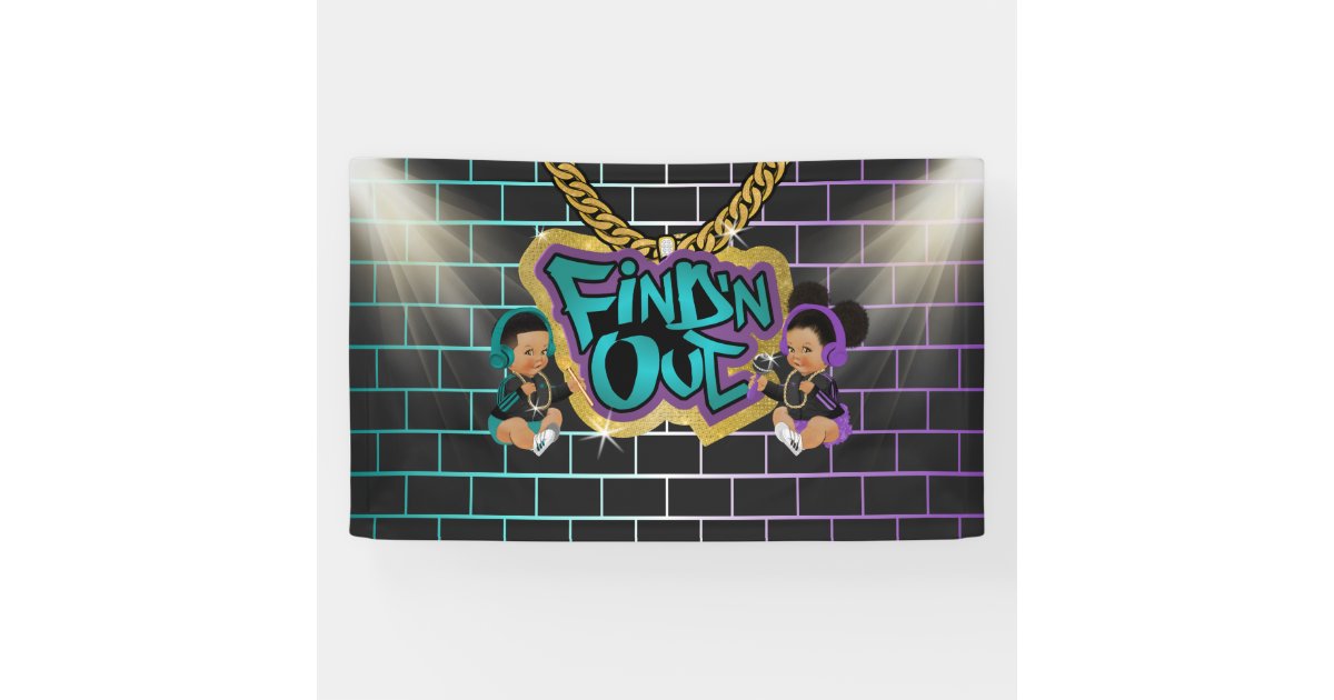 Find 'N Out Banner! Gender Reveal! Banner | Zazzle
