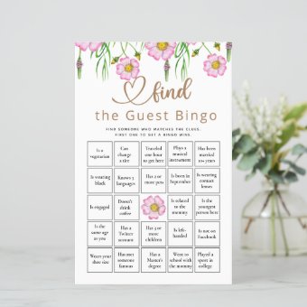 Find The Guest Bingo Wildflowers Baby Shower Game | Zazzle