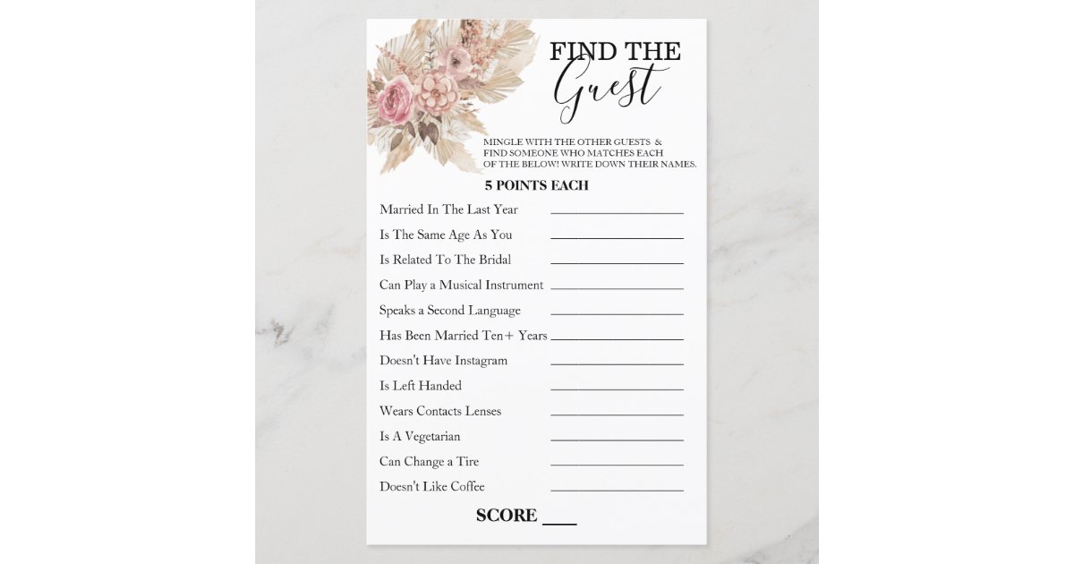 Find The Guest Game | Zazzle