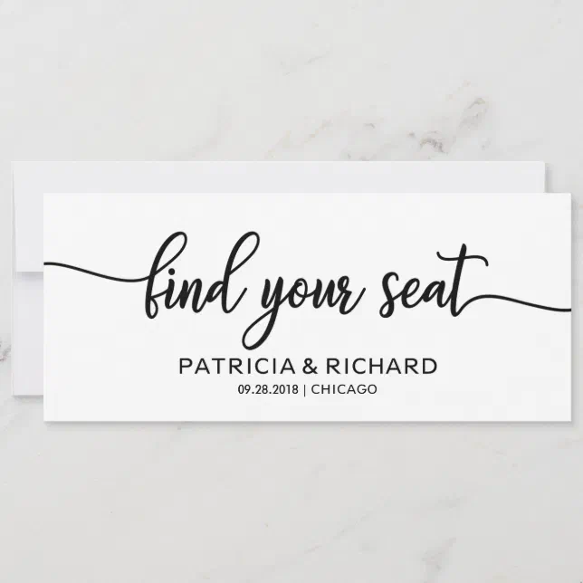 Find your Seat Wedding Seating Chart Title Card | Zazzle