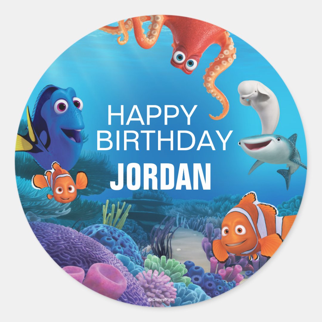 Finding Dory Birthday Classic Round Sticker | Zazzle