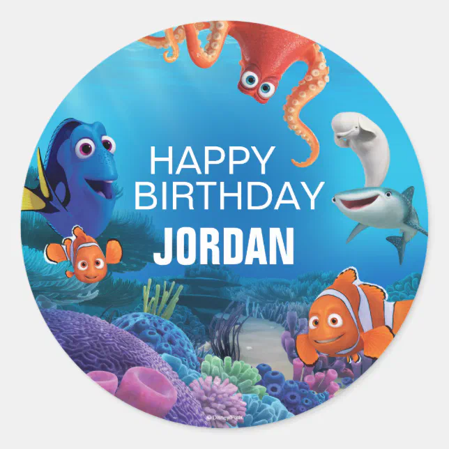 Finding Dory Birthday Classic Round Sticker | Zazzle
