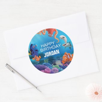 Finding Dory Birthday Classic Round Sticker | Zazzle