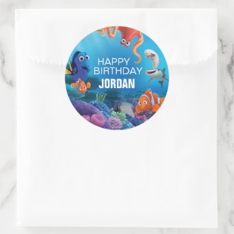 Finding Dory Birthday Classic Round Sticker | Zazzle