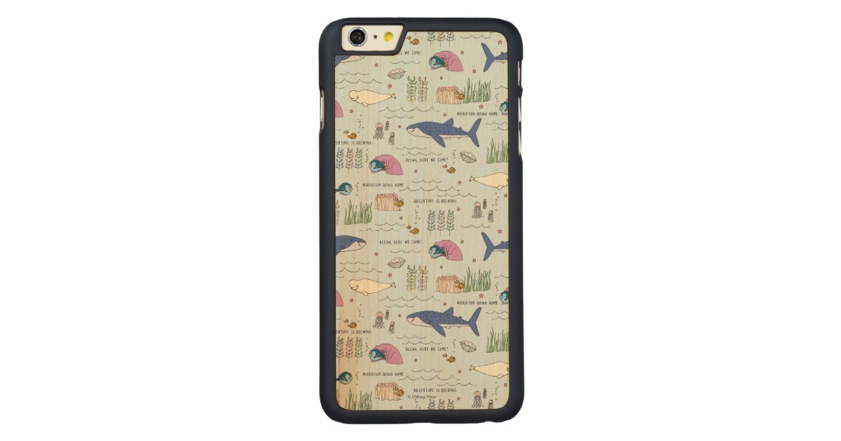 Finding Dory Blue Cartoon Pattern Carved Wood iPhone Case | Zazzle