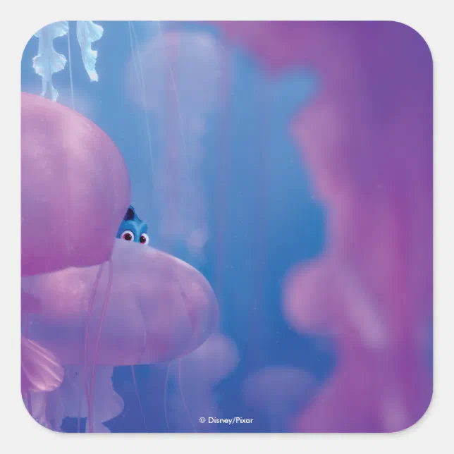 Finding Dory | Hide and Seek - Jellyfish Square Sticker | Zazzle