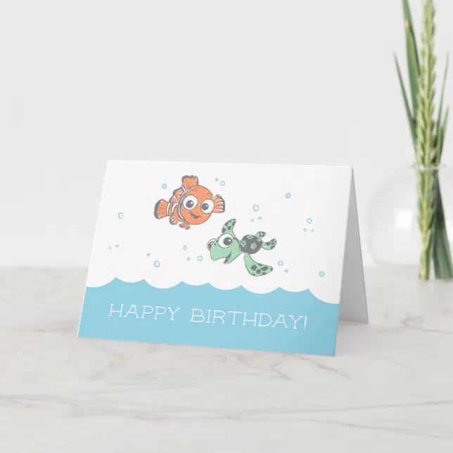 Finding Dory | Nemo & Squirt Birthday Card | Zazzle
