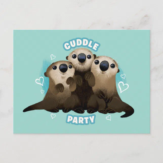 Finding Dory Otters | Cuddle Party Invitation Postcard | Zazzle