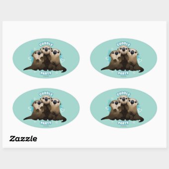 Finding Dory Otters | Cuddle Party Oval Sticker | Zazzle