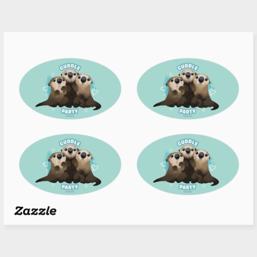 Finding Dory Otters | Cuddle Party Oval Sticker | Zazzle