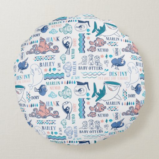 Finding Dory Pastel Pattern Round Pillow | Zazzle