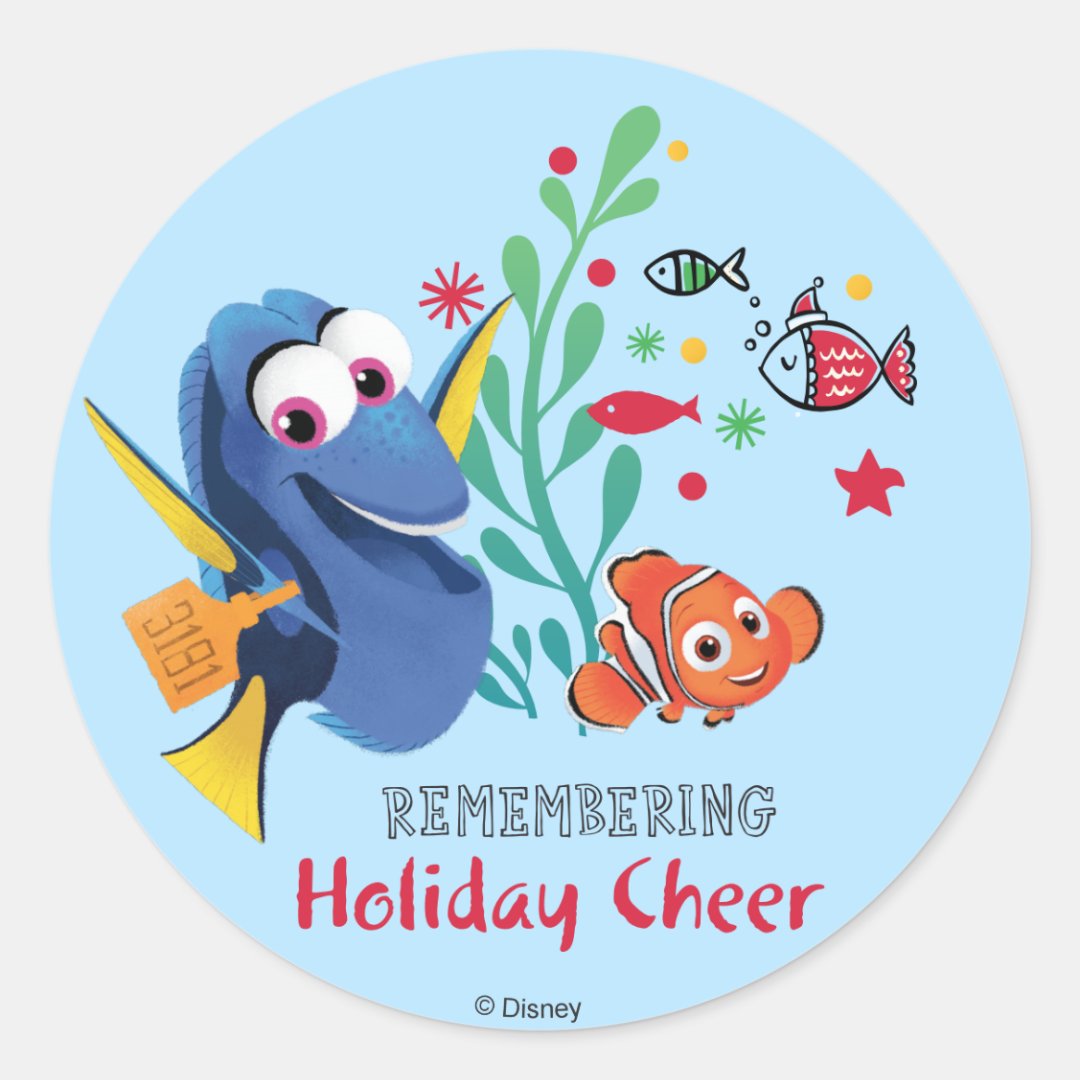 Finding Dory | Remembering Holiday Cheer Classic Round Sticker | Zazzle