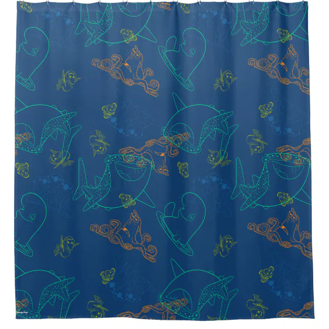Finding Dory Sketch Navy Pattern Shower Curtain | Zazzle