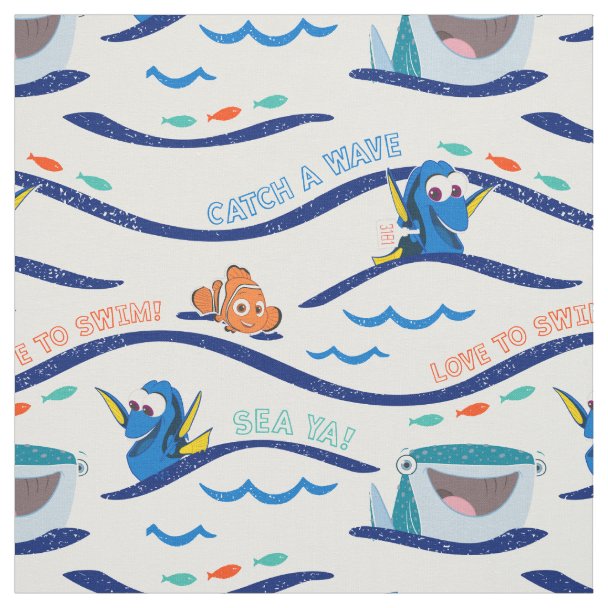 Finding Nemo | Dory and Nemo Pattern Fabric | Zazzle.com