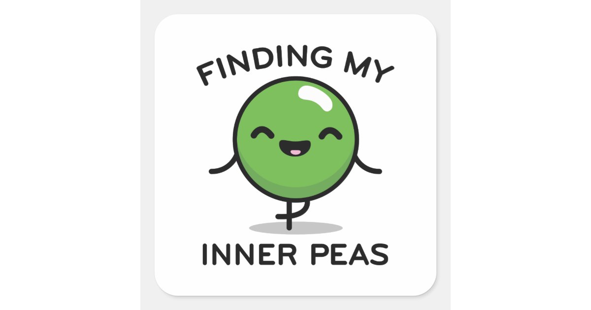 Finding My Inner Peas Square Sticker | Zazzle