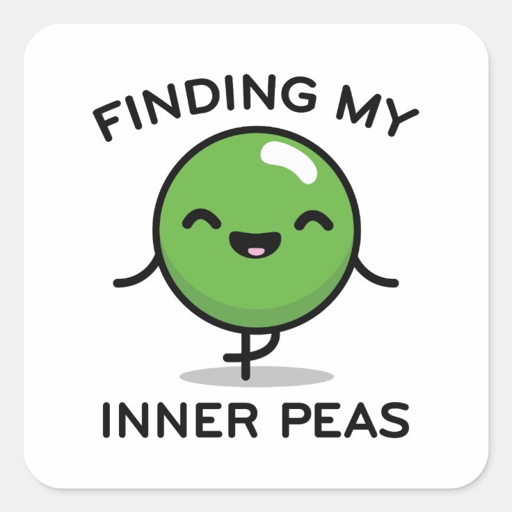 Finding My Inner Peas Square Sticker | Zazzle