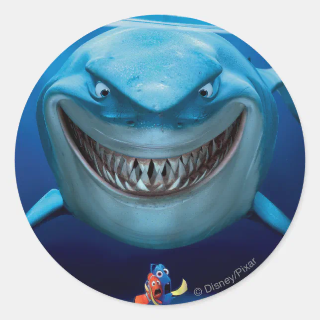 Finding Nemo | Bruce Grinning Classic Round Sticker | Zazzle