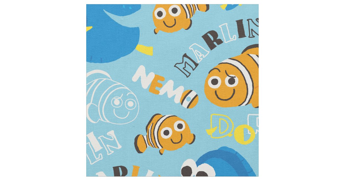 Finding Nemo | Dory and Nemo Pattern Fabric | Zazzle