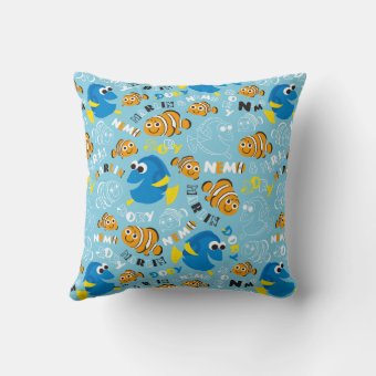 Finding Nemo | Dory and Nemo Pattern Throw Pillow | Zazzle