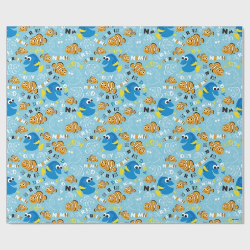 Finding Nemo | Dory and Nemo Pattern Wrapping Paper | Zazzle