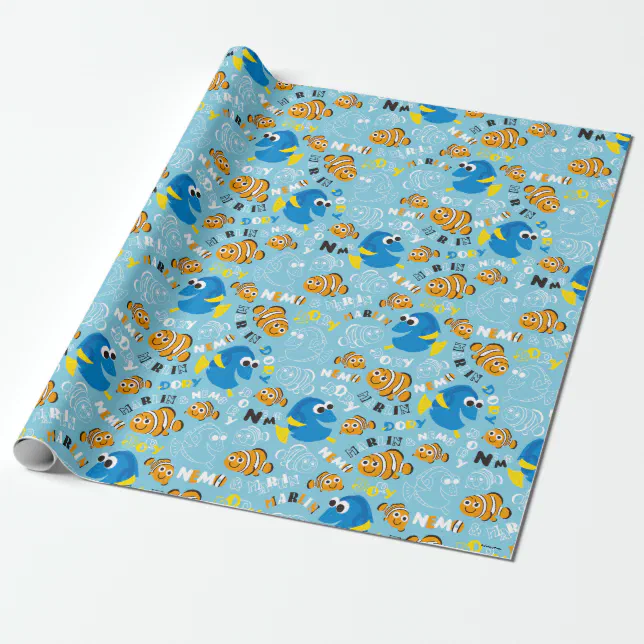 Finding Nemo | Dory and Nemo Pattern Wrapping Paper | Zazzle