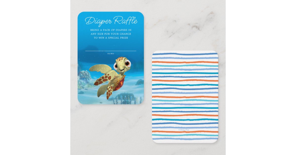 Finding Nemo Squirt Baby Shower Diaper Raffle Place Card | Zazzle