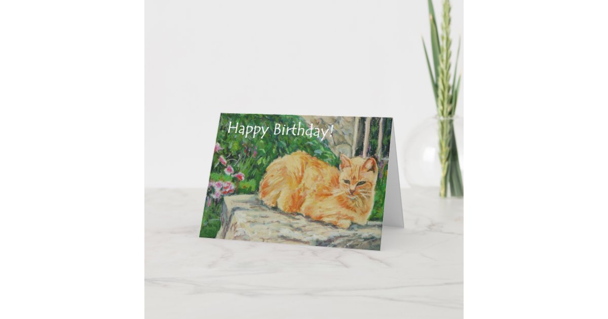 Fine Art Birthday Card, Ginger Cat Card | Zazzle