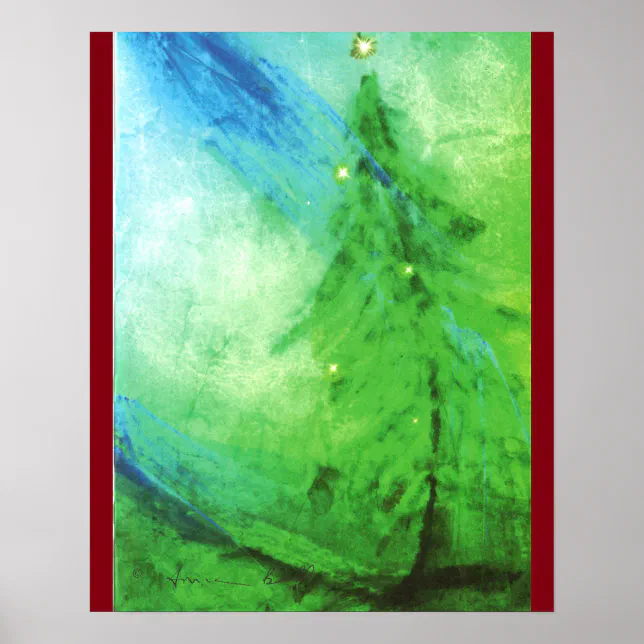Fine Art Christmas Splendor Magical Christmas Tree Poster | Zazzle
