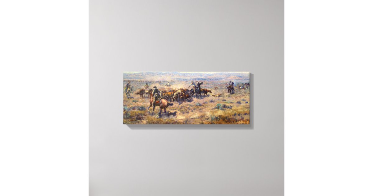 Fine Art Roundup by Charles Marion Russell Canvas Print | Zazzle