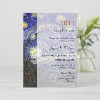Fine art Starry Night graduation party Invitation | Zazzle