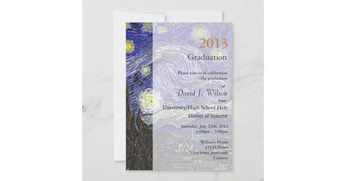 Fine art Starry Night graduation party Invitation | Zazzle