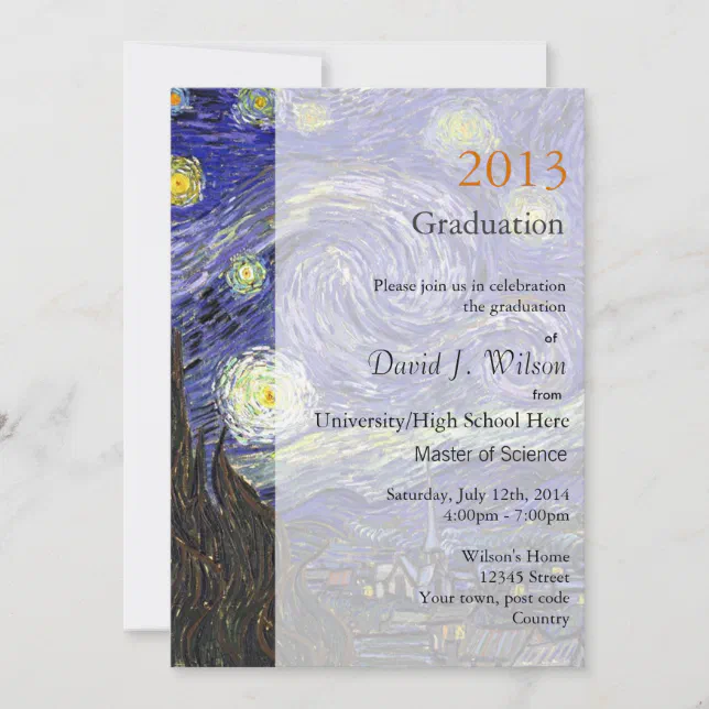 Fine art Starry Night graduation party Invitation | Zazzle
