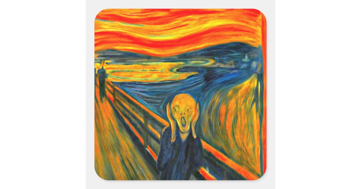 Fine Art sticker,Munch, The Scream Square Sticker | Zazzle