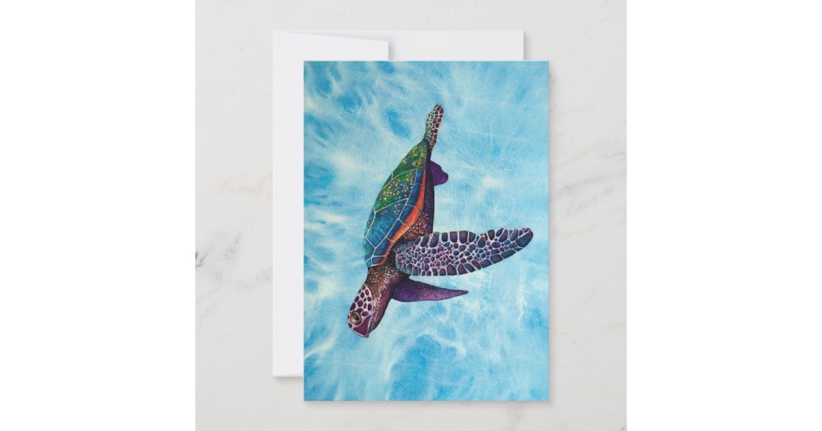 Fine art textile turtle. Greetings card | Zazzle