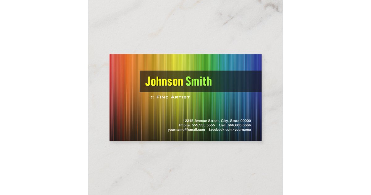 Fine Artist - Stylish Rainbow Colors Business Card | Zazzle