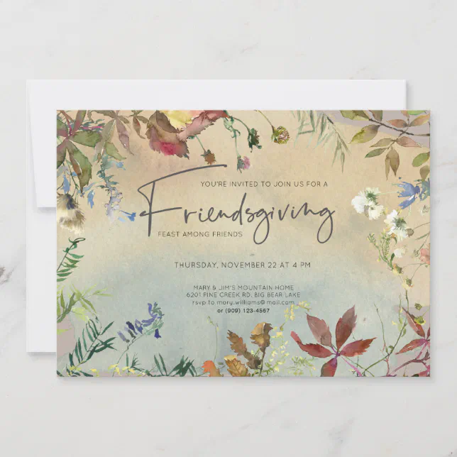 FINE FALL | Watercolor Friendsgiving Feast Invitation | Zazzle