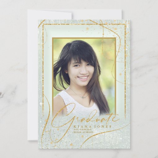 Fine Lines Gold Abstract Graduation Sage ID907 | Zazzle