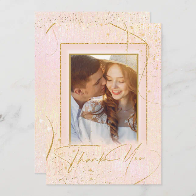 Fine Lines Gold Abstract Wedding Thanks B ID867 Thank You Card | Zazzle